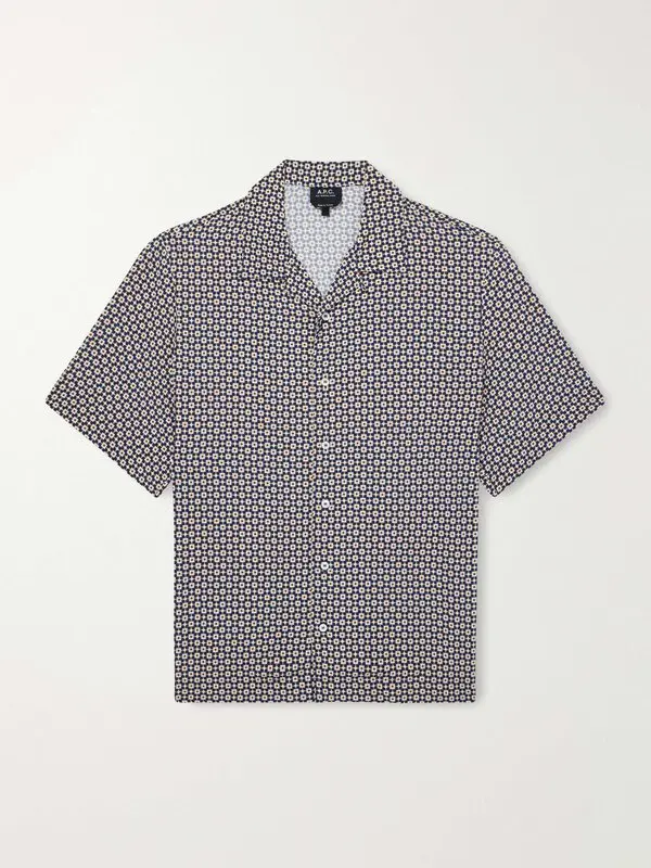 A.p.c. Bennet Printed Crepe De Chine Shirt - Navy