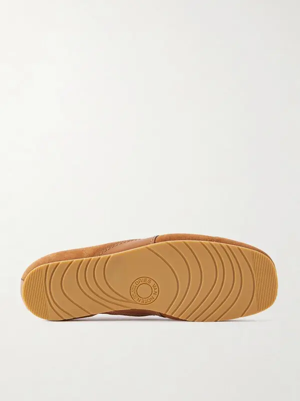Dries Van Noten Leather-trimmed Suede Sneakers - Brown