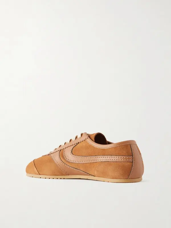 Dries Van Noten Leather-trimmed Suede Sneakers - Brown