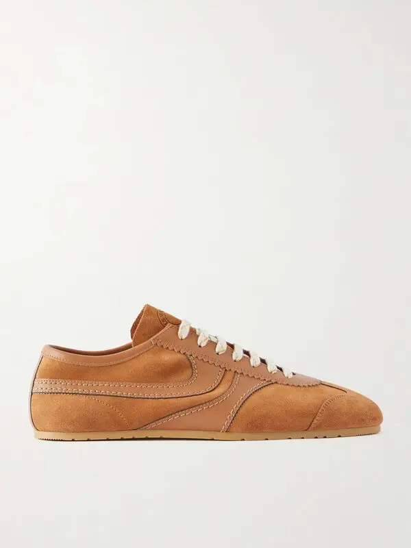 Dries Van Noten Leather-trimmed Suede Sneakers