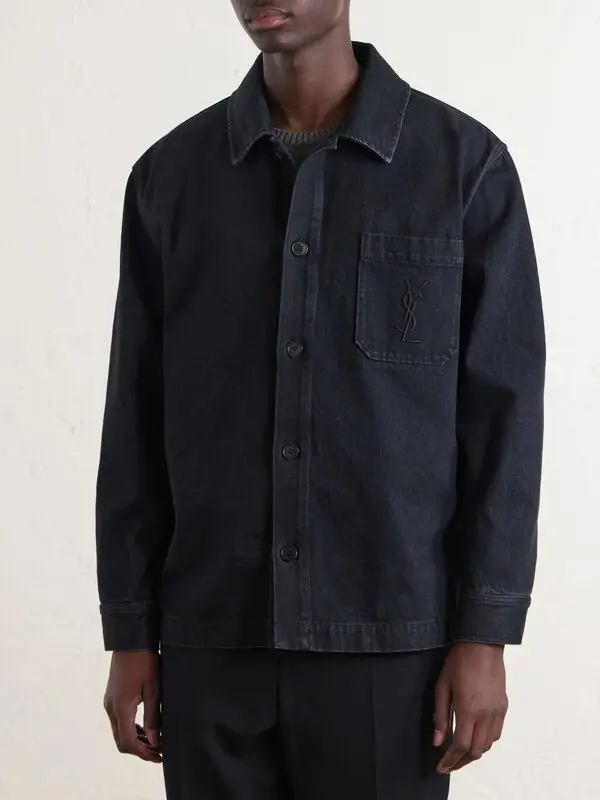 Saint Laurent Logo-embroidered Cotton Overshirt