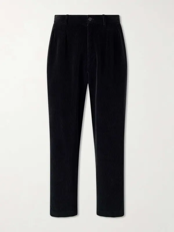 THE ROW Tavoli Straight-leg Cotton-corduroy Trousers - Black