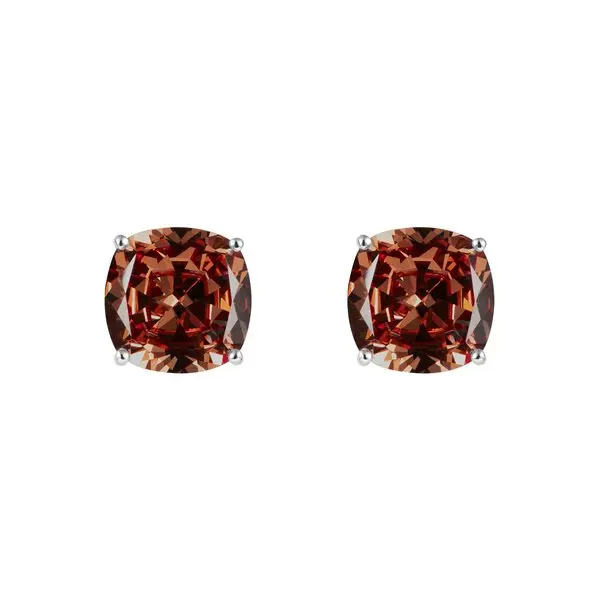 Arte Madrid Prism Cushion-cut Clip-on Stud Earrings Garnet - Brown