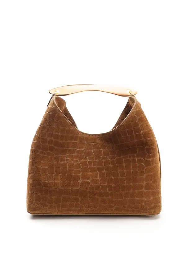 ELLEME Boomerang Croco Suede Bag