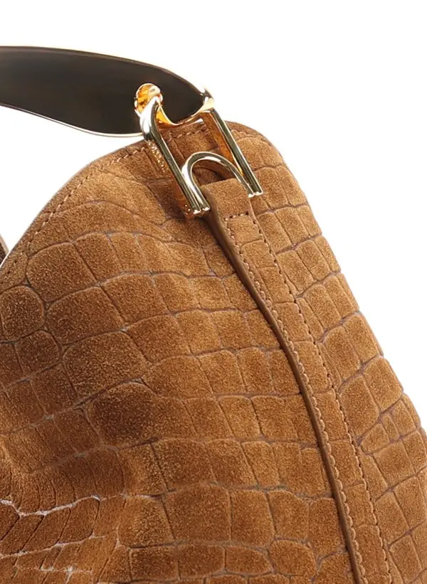 ELLEME Boomerang Croco Suede Bag