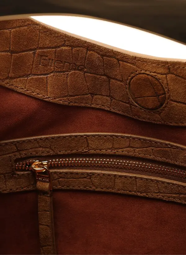 ELLEME Boomerang Croco Suede Bag