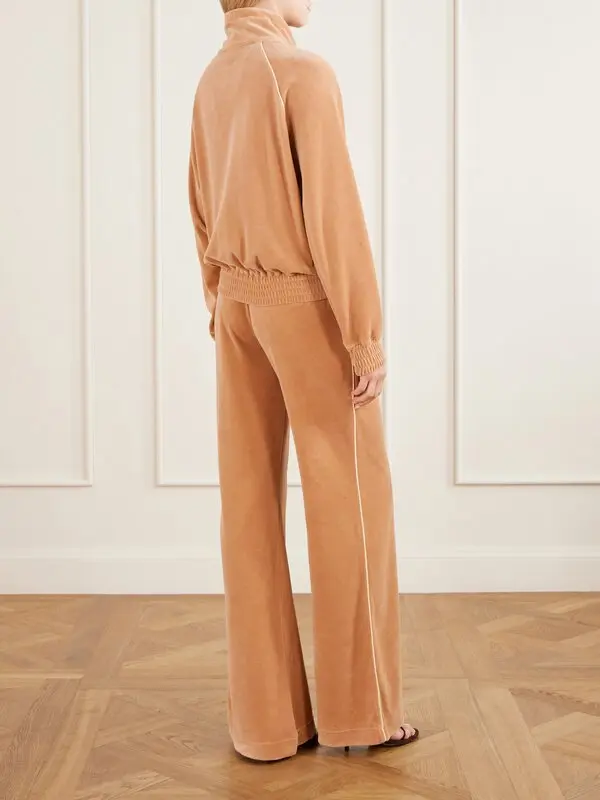 Chloé Logo-embroidered Cotton-blend Velvet Cropped Track Jacket