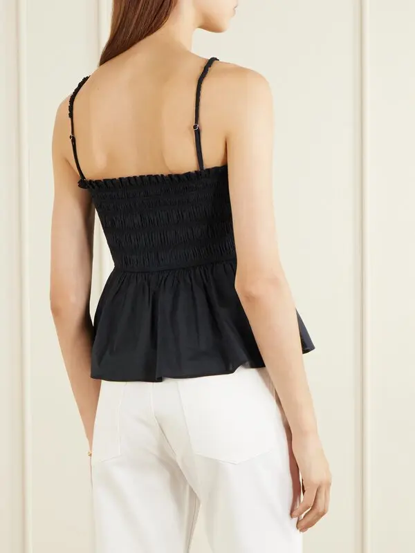 Veronica Beard Tullia Shirred Tiered Cotton-poplin Top