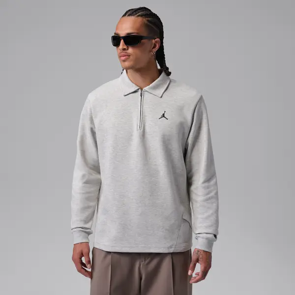 JORDAN 1/2-zip Collared Long-sleeve Golf Top - Grey