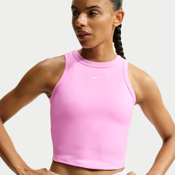Nike Dri-fit Fitted Cropped Tank Top - Pink