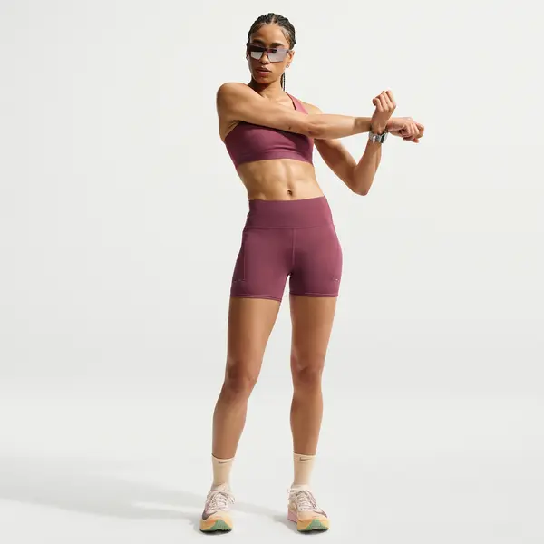 Nike Swift High-waisted 4" Tight Running Shorts With Pockets - Red
