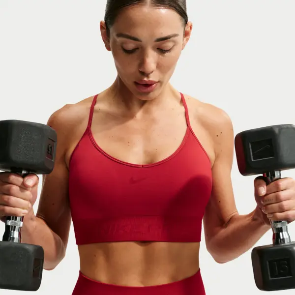 Nike Pro Seamless Light-support Padded Sports Bra - Red