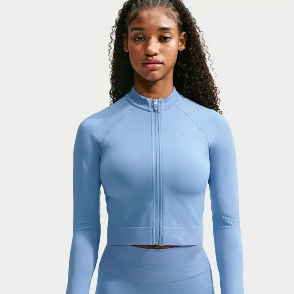 Nike Pro Seamless Full-zip Training Top - Blue