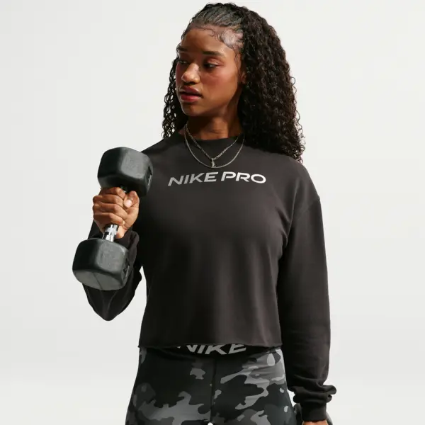 Nike Pro Dri-fit Crew-neck French Terry Top - Black