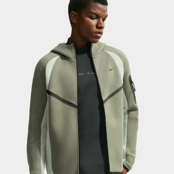 Nike Tech Color-block Full-zip Fleece Windrunner Jacket - Grey