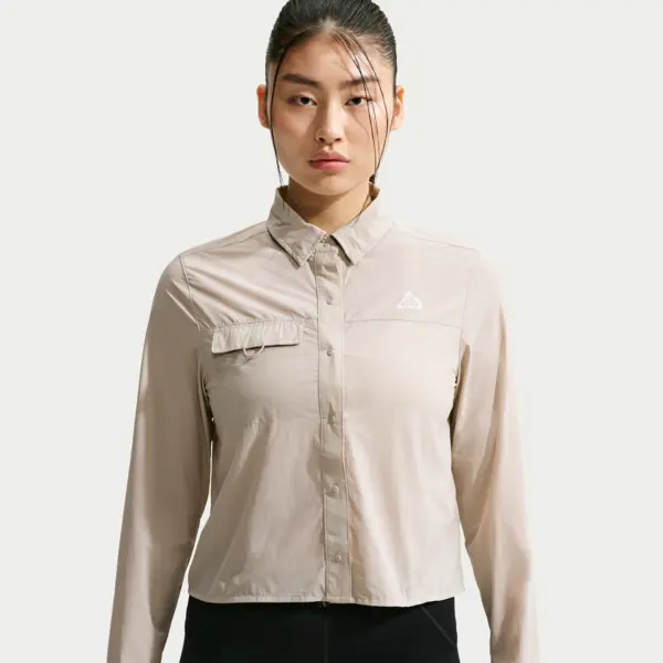 Nike Aireez" Button-up Long-sleeve Trail Running Top - Brown
