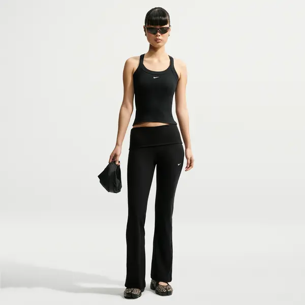 Nike Sportswear Chill Knit Mid-rise Tight Ribbed Pants - Black