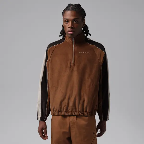 JORDAN Flight Corduroy 1/2-zip Top - Brown