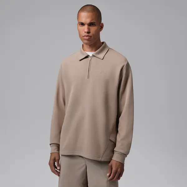 JORDAN 1/2-zip Collared Long-sleeve Golf Top - Brown