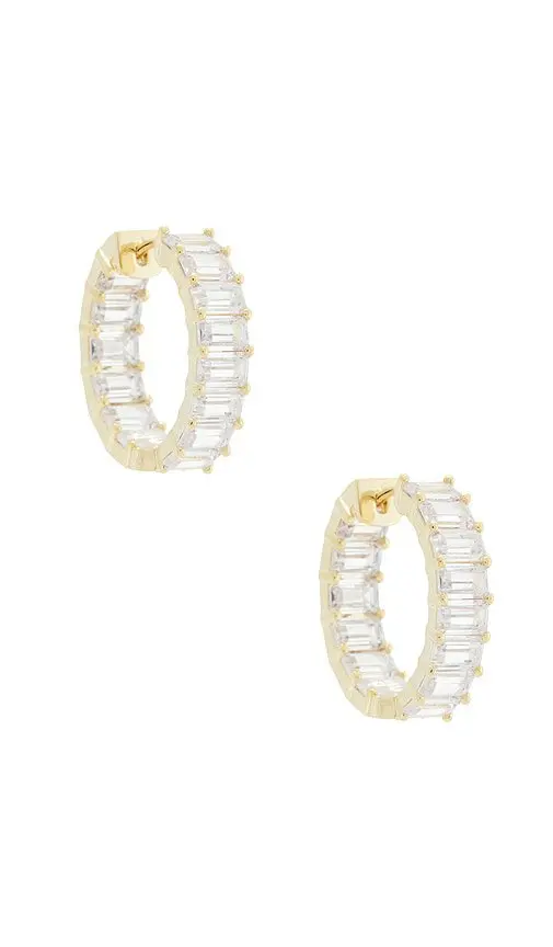 ADINA EDEN Baguette Hoop Earring In Metallic - Gold