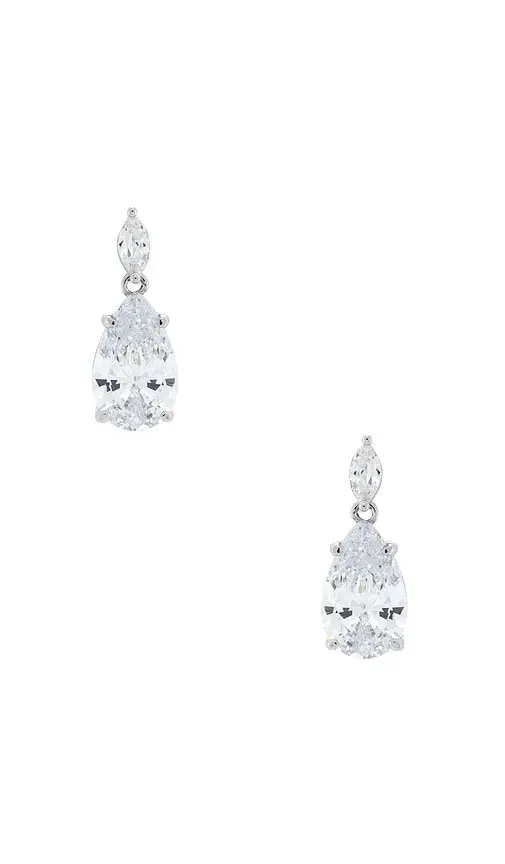 ADINA EDEN Fancy Cz Marquise X Pear Dangle Stud Earring In Metallic - Silver