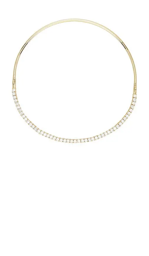 ADINA EDEN Cz Half Tennis Collar Choker In Metallic - Gold