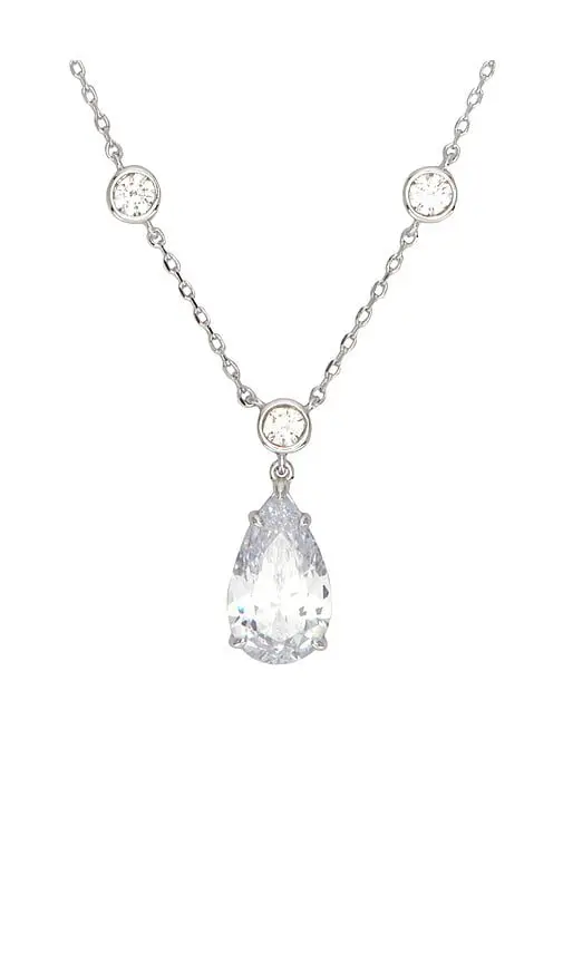 ADINA EDEN Fancy Pear Drop Bezel Chain Necklace In Metallic