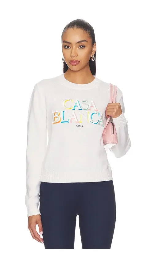 Casablanca Stacked Logo Jumper In Cream - Merino Stacked Logo
