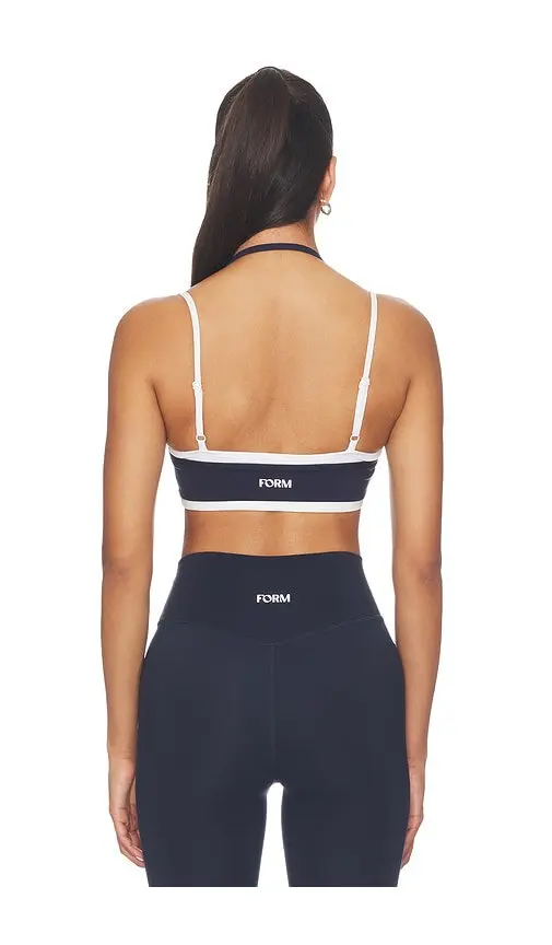 FORM X Olivia Jade Halter Layered Sports Bra In Navy & White In Navy