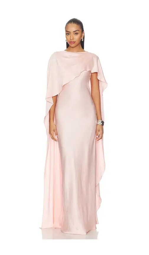 Simkhai Izel Cape Gown In Pink - Bubblegum