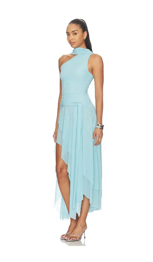 Majorelle Asymmetrical Draped Maxi Dress