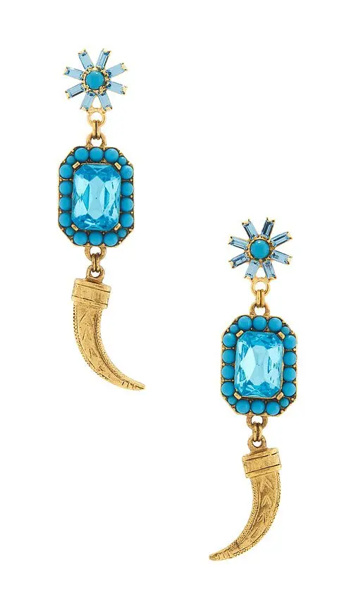 ELIZABETH COLE Petra Earrings With Crystal And Gold Tone Metal - Blue
