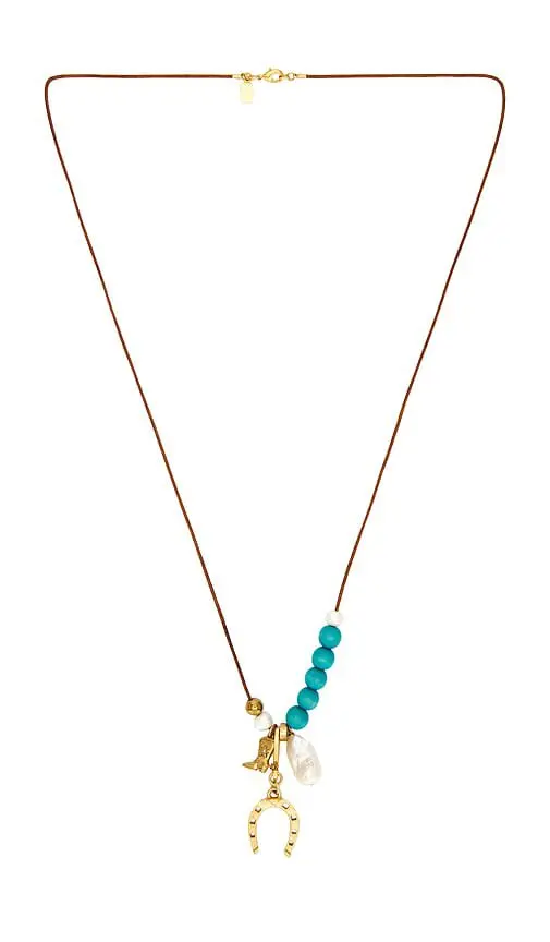 ELIZABETH COLE Avery Necklace With Charms - Teal