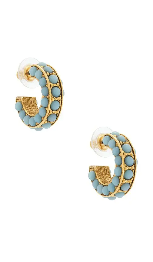 ELIZABETH COLE Aira Beaded Hoop Earrings - Blue