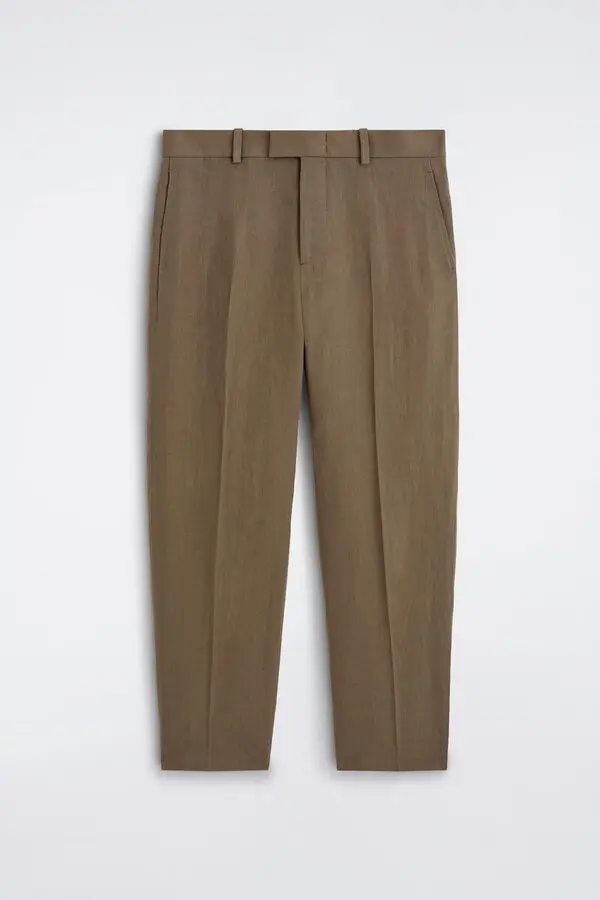 Cos Linen Relaxed-fit Tapered Pants - Beige