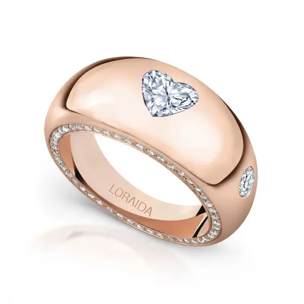 Loraida 18k Gold Heart Diamond Ring With Pave Diamond Rim - Yellow Gold