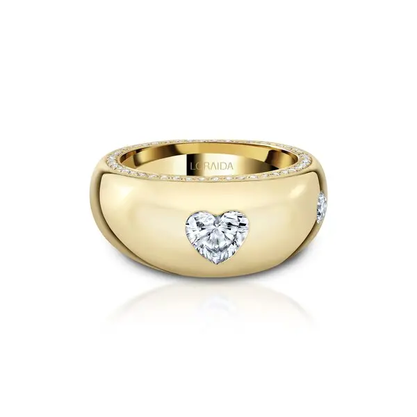 Loraida 18k Gold Heart Diamond Ring With Pave Diamond Rim - Yellow Gold