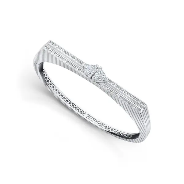 Loraida Blade Double Trilliant Bangle In 18k Gold With 1 Tcw Diamonds - Yellow Gold