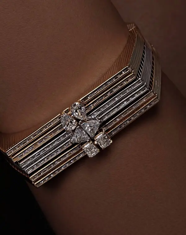 Loraida Blade Double Trilliant Bangle In 18k Gold With 1 Tcw Diamonds - Yellow Gold