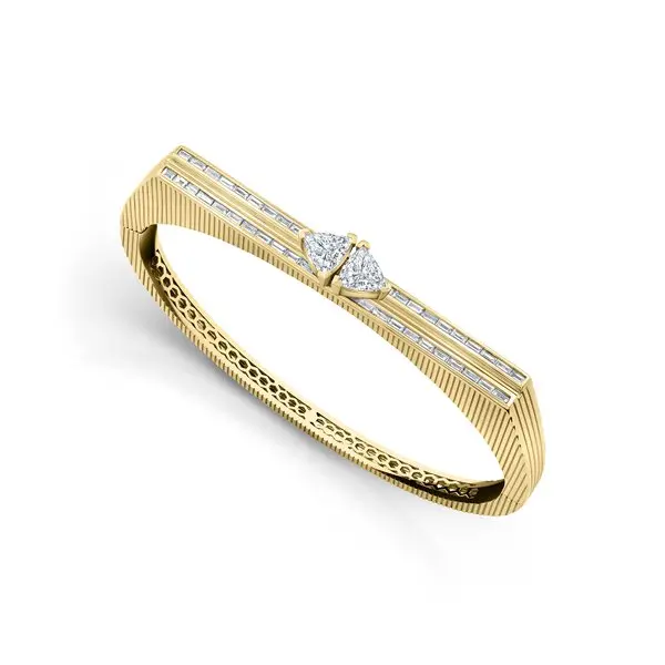 Loraida Blade Double Trilliant Bangle In 18k Gold With 1 Tcw Diamonds - Yellow Gold
