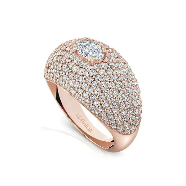 Loraida 18k Gold Diamond Dome Ring - White Gold
