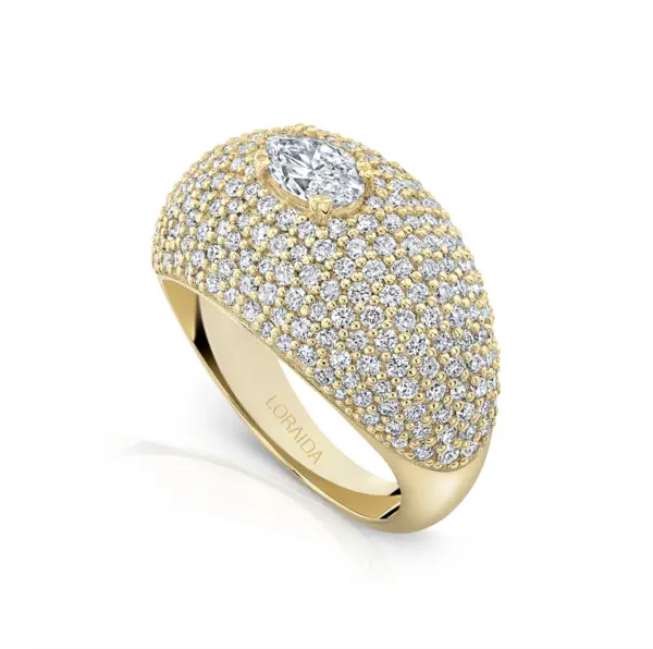Loraida 18k Gold Diamond Dome Ring - Yellow Gold