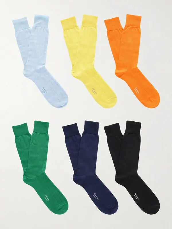 Paul Smith Pack Of Six Cotton-blend Socks - Multi