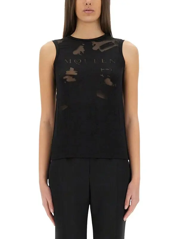 Alexander McQueen Sleeveless Top With Cut-out Details - Black