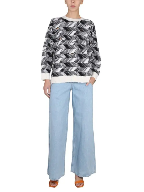 Missoni Jacquard Knit Sweater With Distressed Details