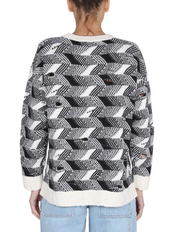 Missoni Jacquard Knit Sweater With Distressed Details