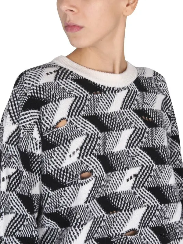Missoni Jacquard Knit Sweater With Distressed Details