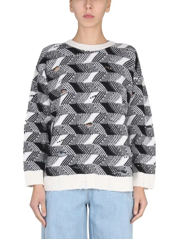 Missoni Jacquard Knit Sweater With Distressed Details - Multicolor