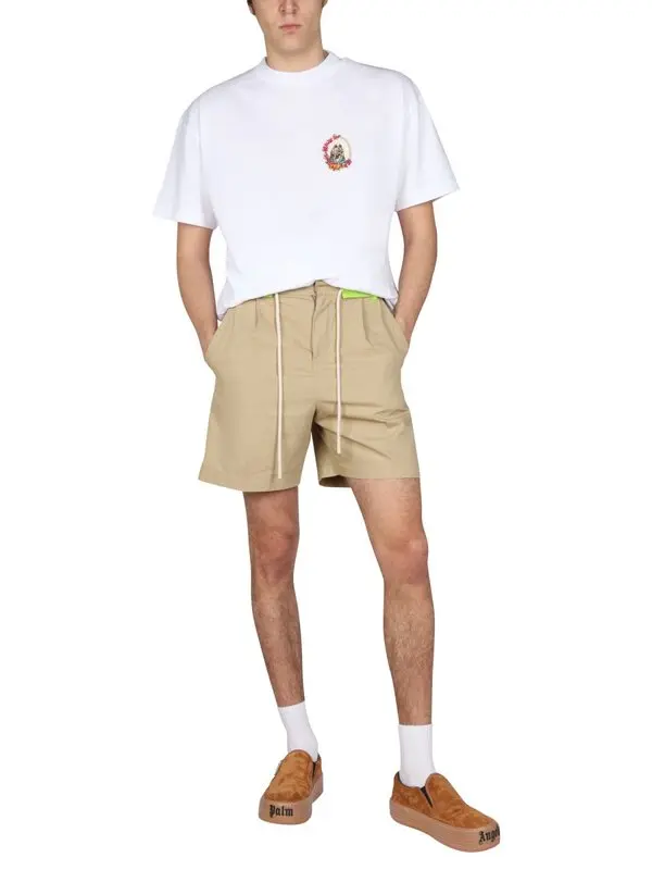 Palm Angels Side Band Bermuda Shorts - Cream