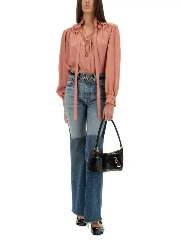Chloé Fluid Silk Jacquard Blouse - Pink